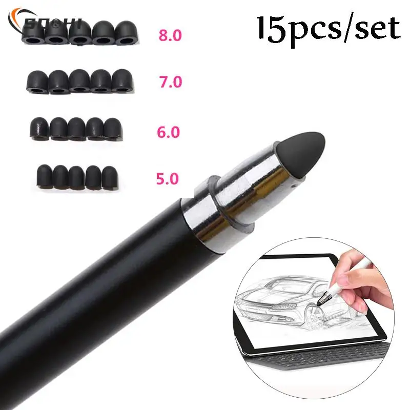 15pcs/set Soft Replacement Stylus Tips Replacement Silicone Nib Cover ...