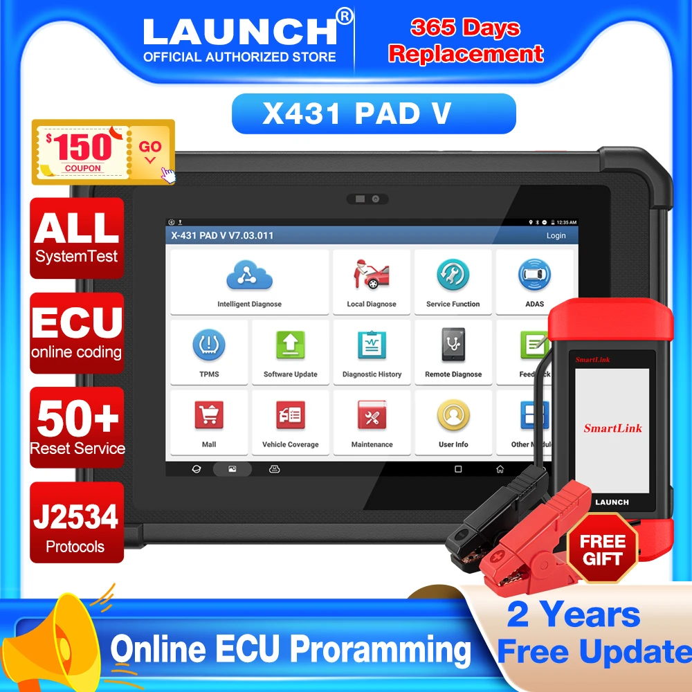 Launch X431 Pad V Online Programming Automotive Full System Diagnostic ...