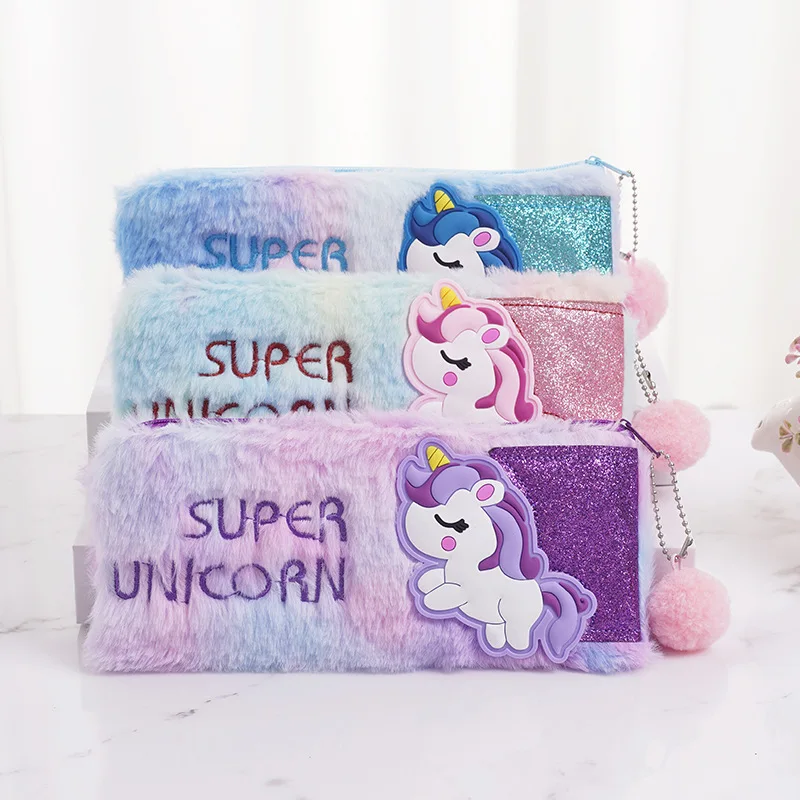 New-Unicorn-Kawaii-Plush-Pencil-Case-Cute-Pen-Box-Large-Capacity-For ...