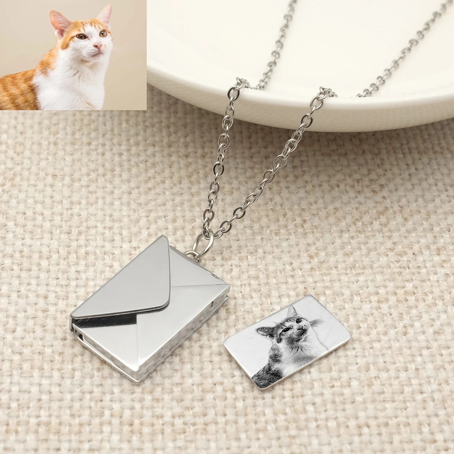 Custom Photo Letter Envelope Necklace Picture Necklace Name Hidden ...