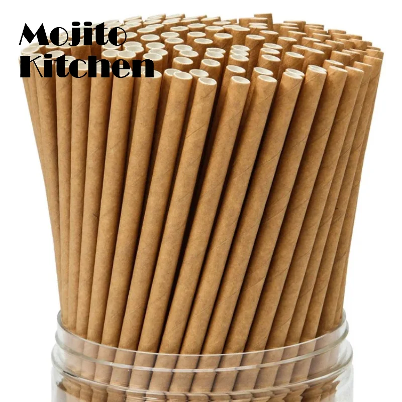 50pcs Eco Friendly Vintage Kraft Paper Straws Wedding Favors Drinking ...
