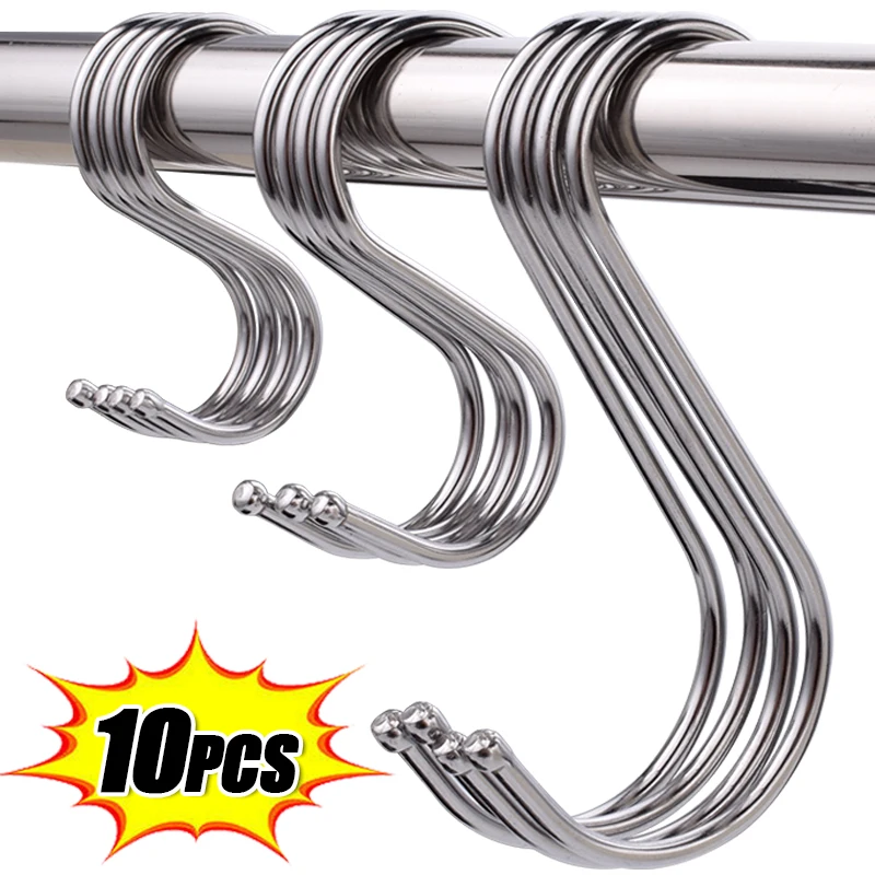 Stainless-Steel-S-Shape-Hook-Multi-function-Clothes-Bags-Towels-Plants ...