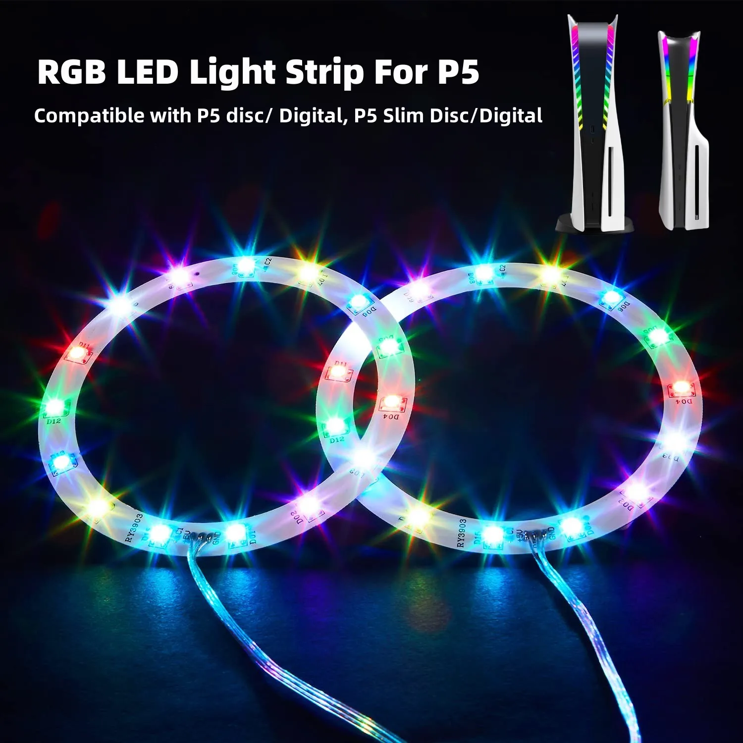 RGB-LED-Light-Strip-for-PS5-PS5-Slim-Console-IR-Remote-APP-USB-3 ...
