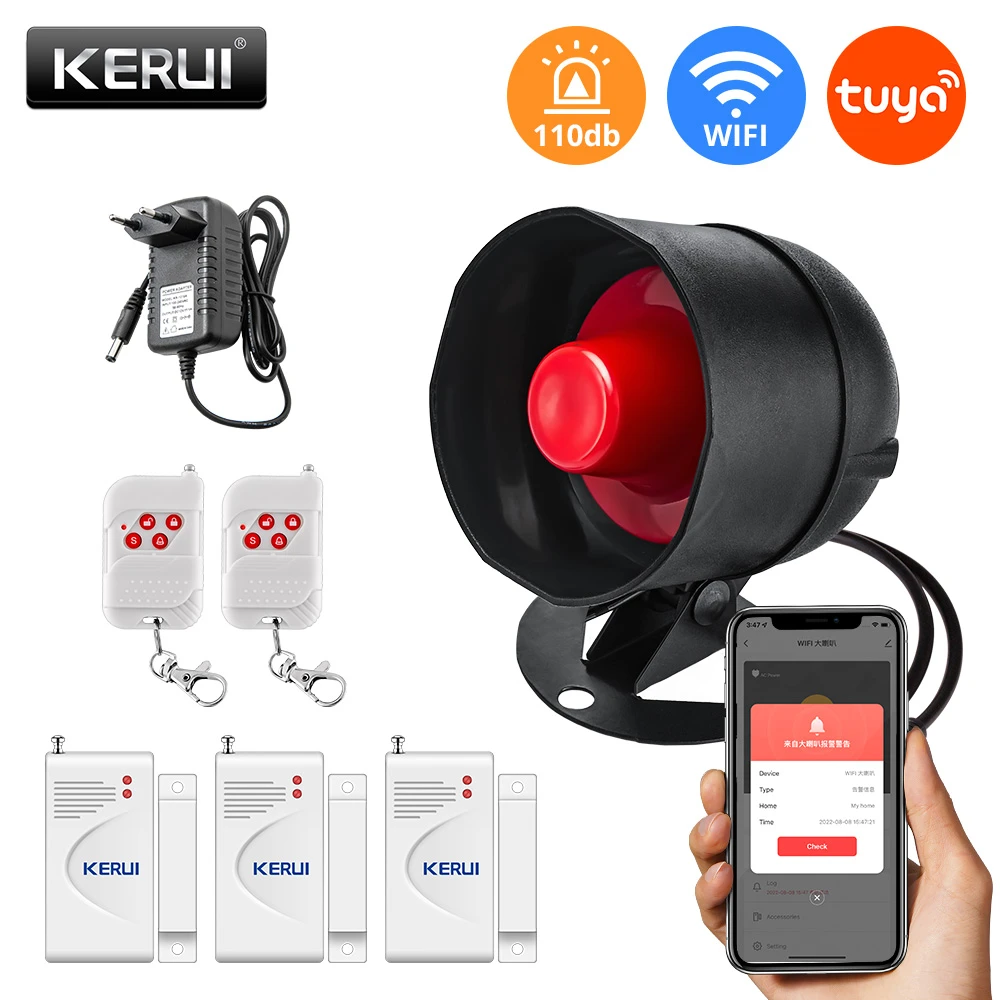 KERUI WIFI Security Alarm System Wireless Tuya Smart Home Outdoor Weather-Proof Siren Horn ...