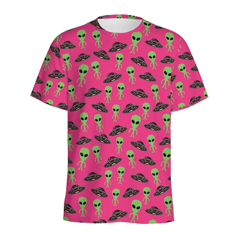 Cartoon UFO Alien Pattern T Shirt Men Kids Fashion 3D Printed T-shirt ...