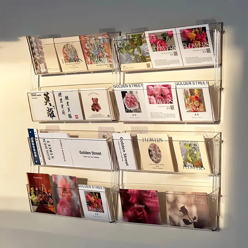 Wall-Hanging-Brochure-Storage-Holder-Postcard-Card-Storage-Rack-Floral ...