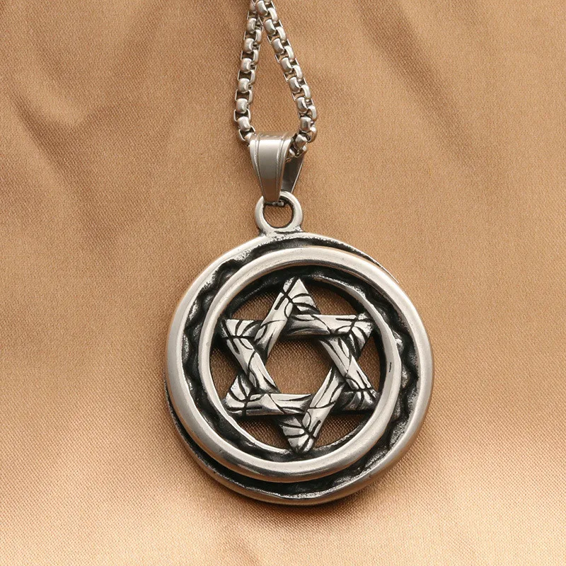 Fashion-Retro-Hexagram-Stainless-Steel-Pendant-Necklace-Men-s-Punk-Hip ...
