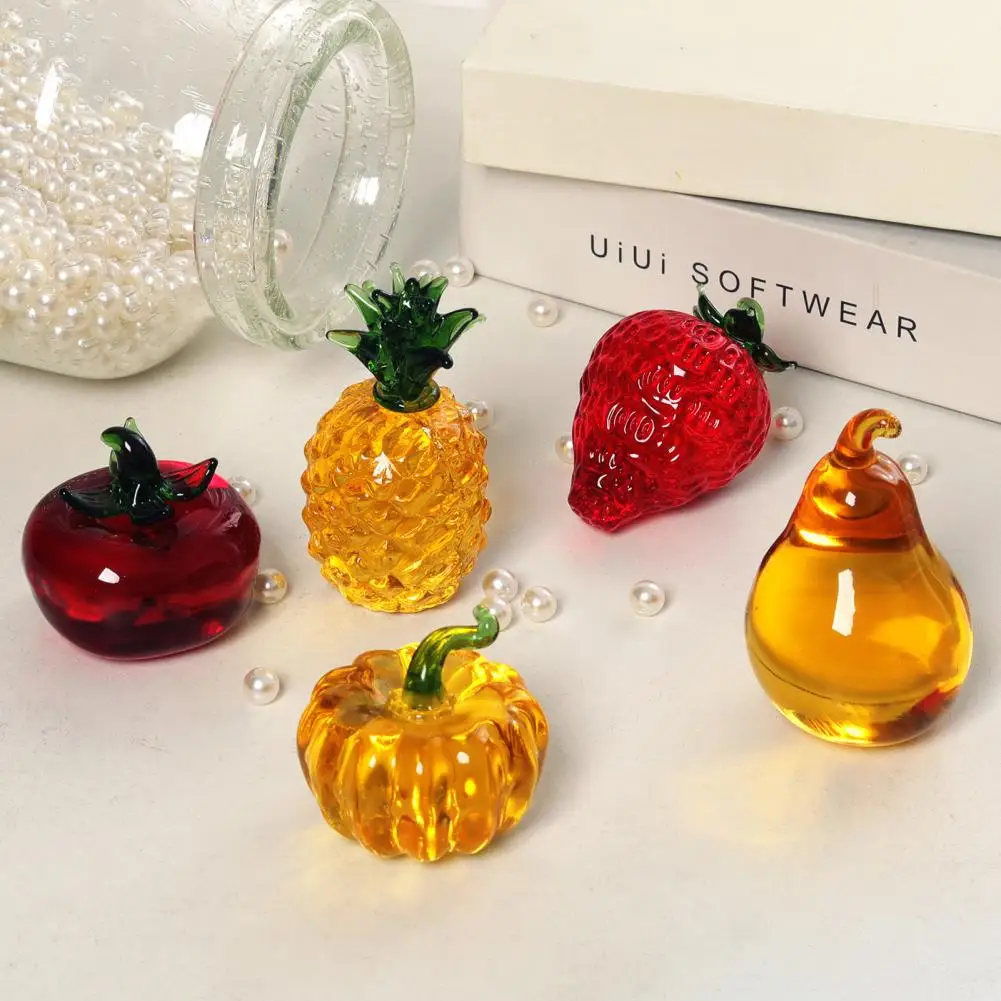Fruit Figurine Faux Crystal Clear Glass Strawberry Pineapple Persimmon ...