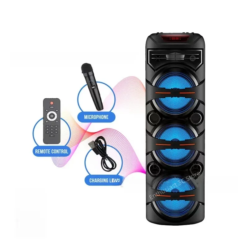 ZQS-8301-3000W-Peak-Power-12-Inch-Trolley-Fashion-Colorful-Lighting-USB-Bluetooth-Speaker-Square ...