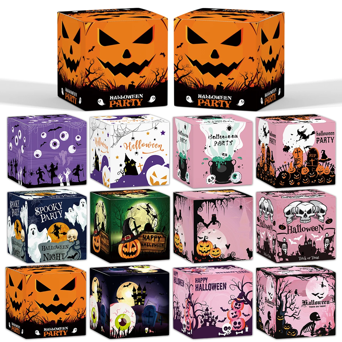6/12pcs Halloween Candy Box Trick Or Treat Kids Gift Cartoon Ghost ...