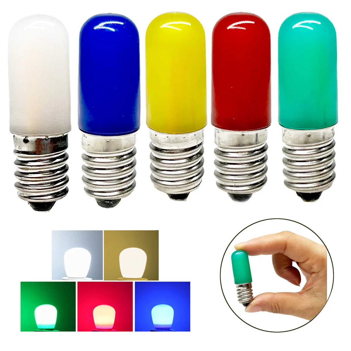 Mini-bombillas-de-filamento-LED-COB-T15-E14-E12-2W-rojo-verde-azul ...