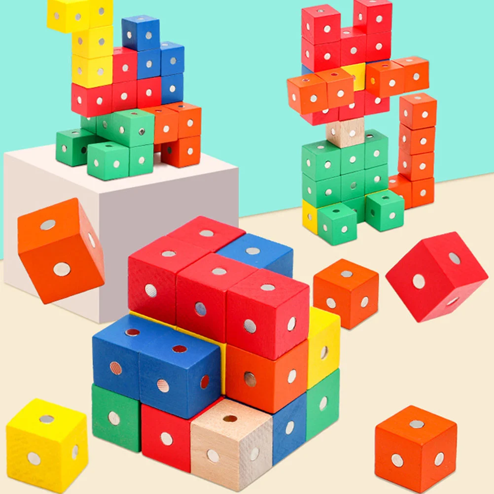 30 Pcs Childrens Toys Cube Blocks Sensory for Kids Bricks Wooden ...