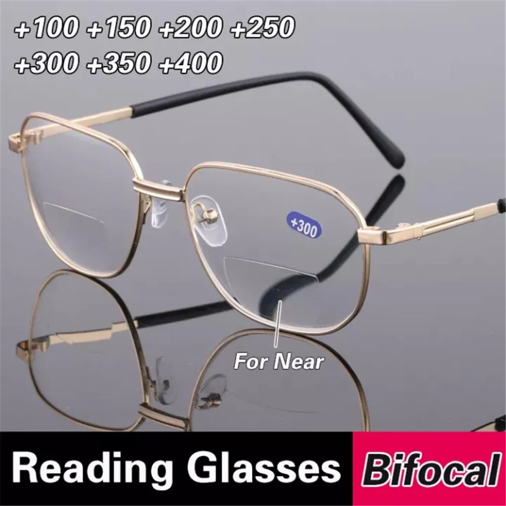 Bifocal Reading Glasses Men Dual Purpose 2 In 1 Glasses Metal Frame ...