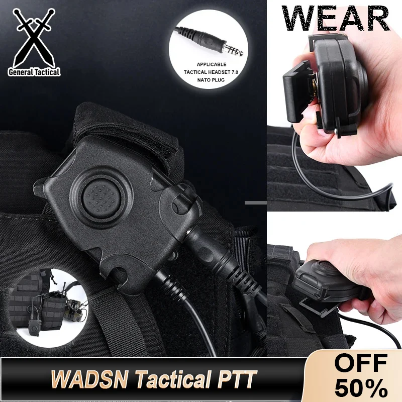 WADSN-PTT-Button-Tactical-Headset-Interphone-walkie-talkie-linker ...