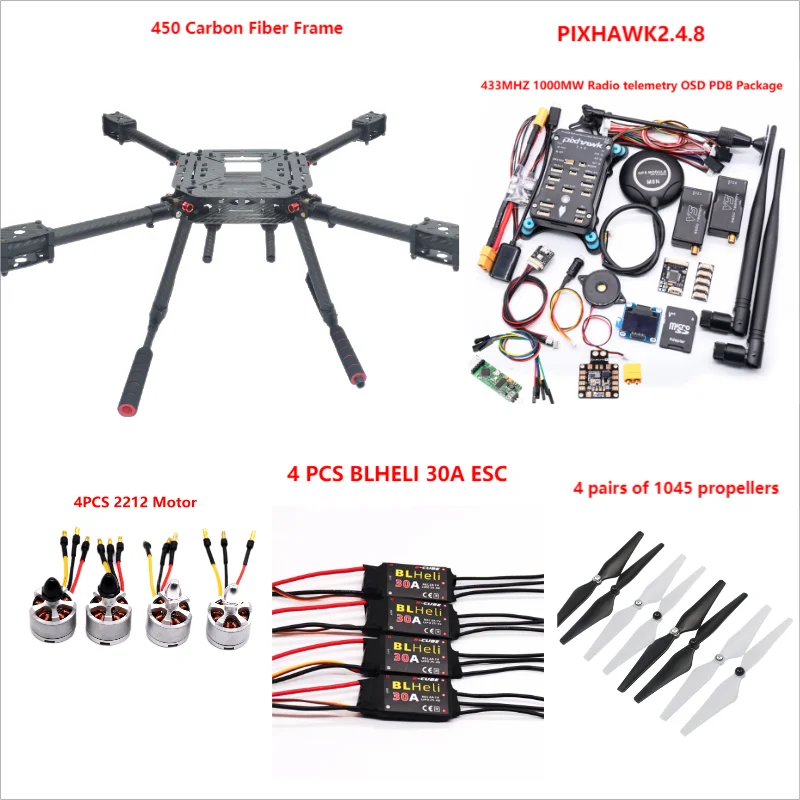 PIXHAWK2-4-8-Flight-Control-Carbon-Fiber-450-Frame-Kit-Ardupilot-100MW ...