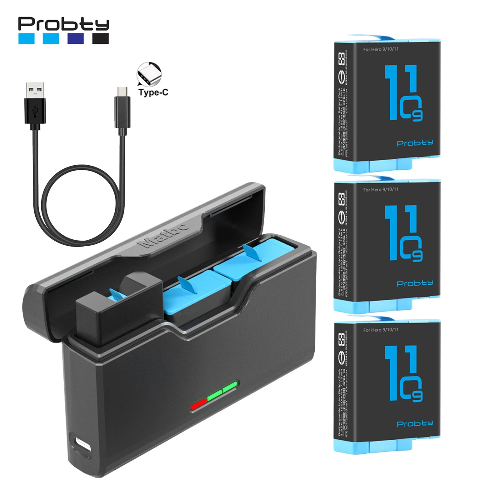 1850 mah bateria para gopro hero 11 10 9 bateria 3 slots led carregador ...