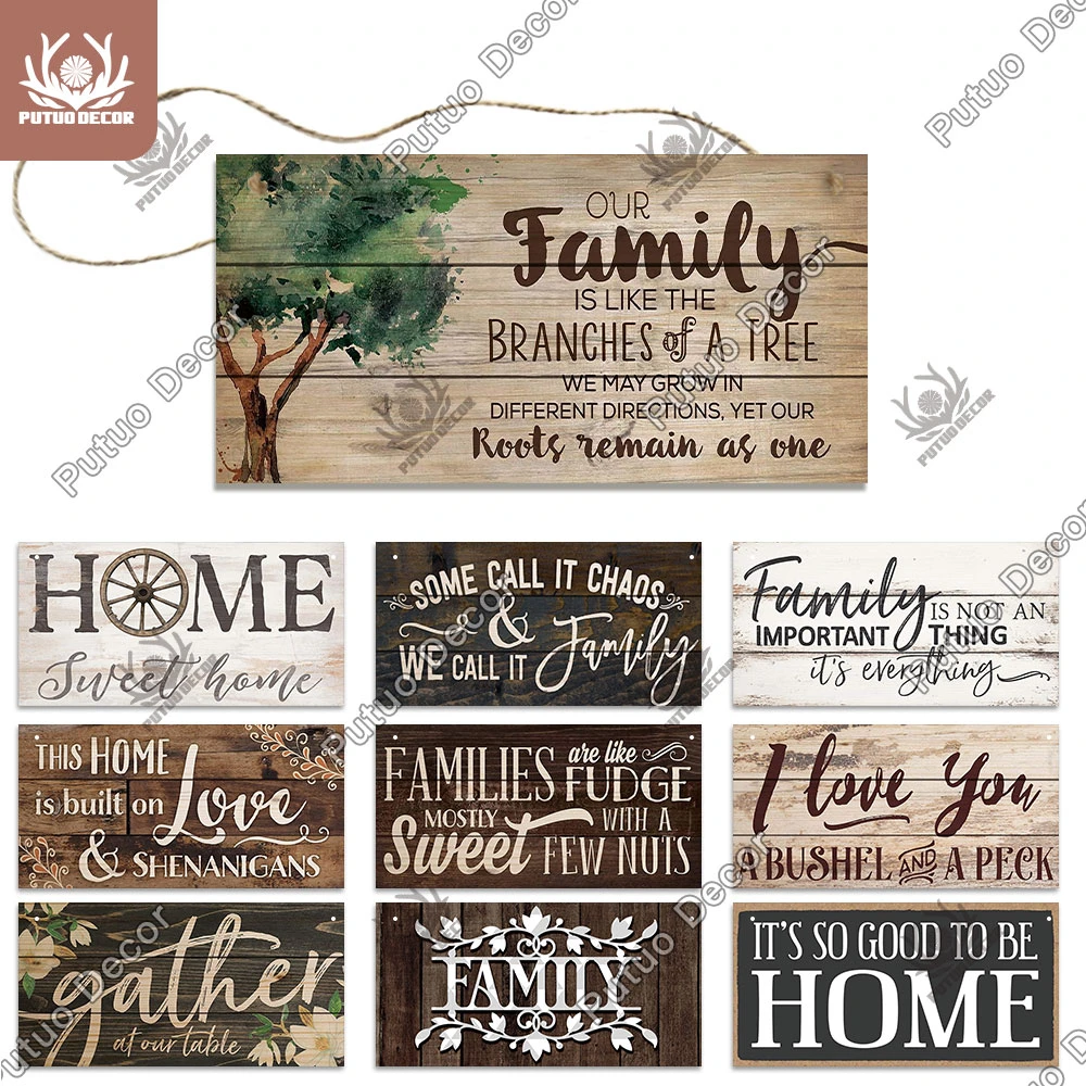 Putuo Decor Home Wooden Signs Family Wood Wall Plaque Wood Art Home ...