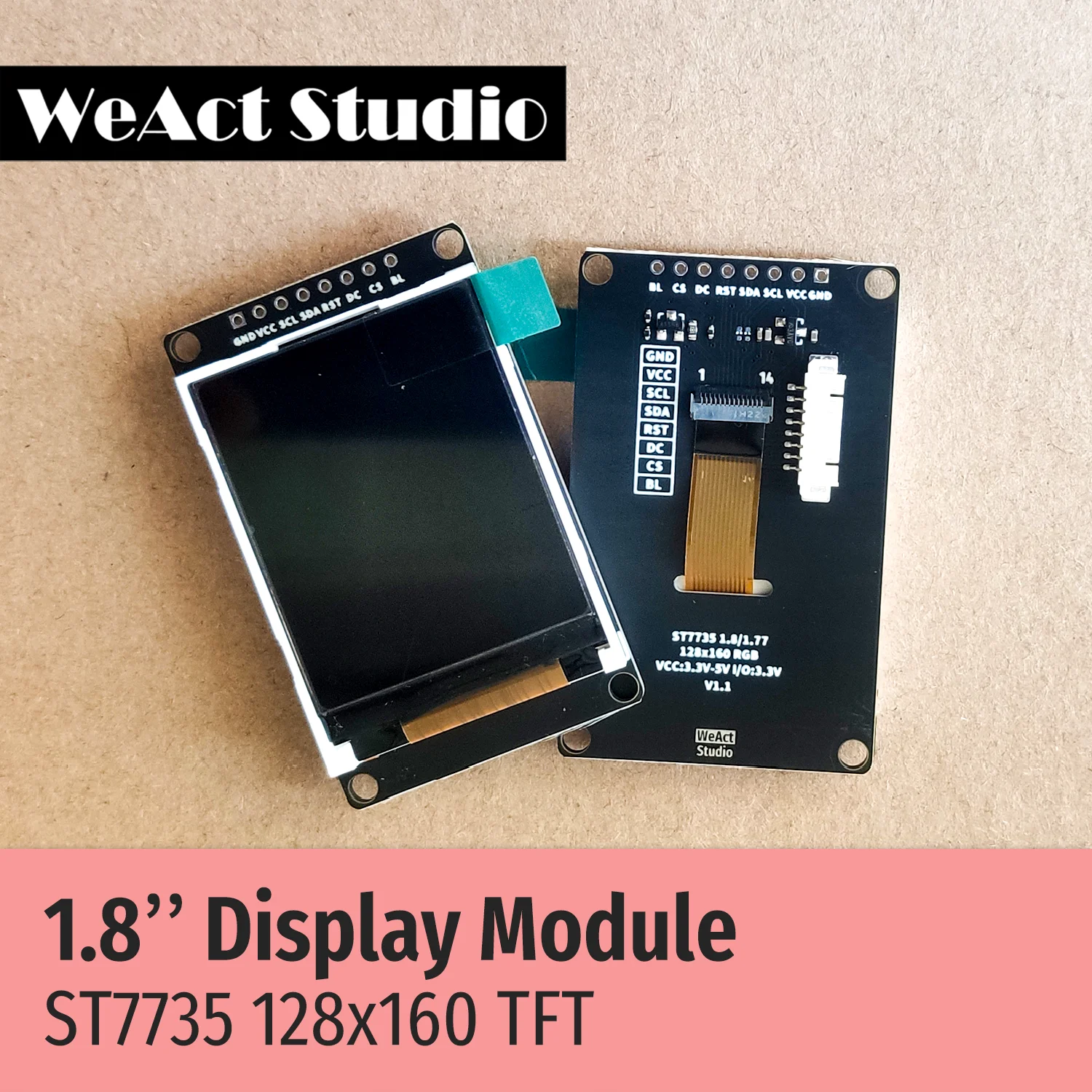 WeAct 1.8inch TFT Display Full Color LCD Module ST7735 Drive IC 5V 3.3V ...