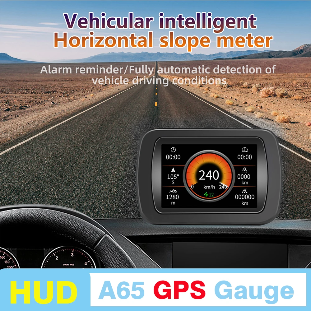 A65 Car HUD Digital Inclinemeter Off-road 4x4 GPS Hud Speedometer Multi ...