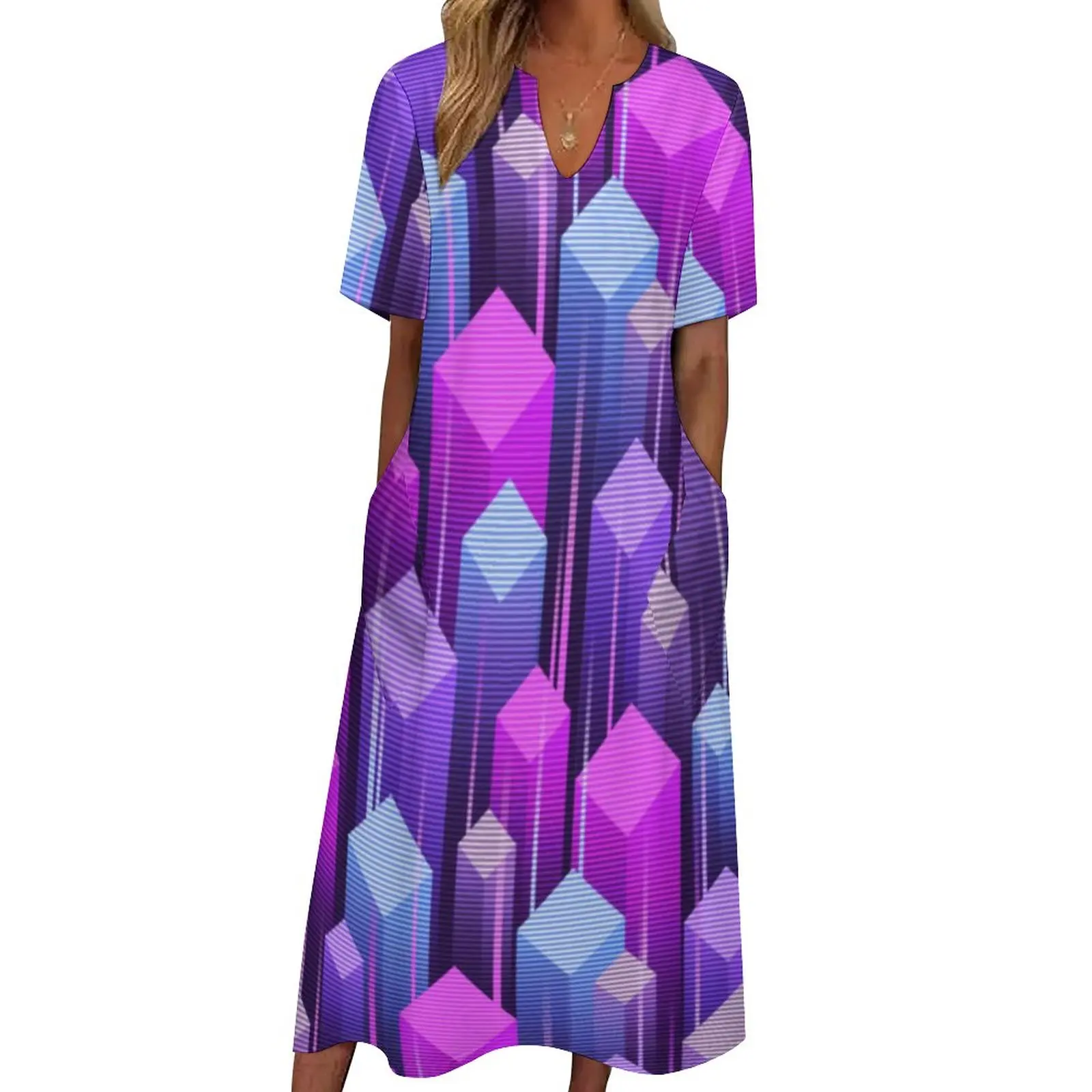Funky Pop Art Dress Summer 80s Abstract Geometric Street Fashion Casual ...