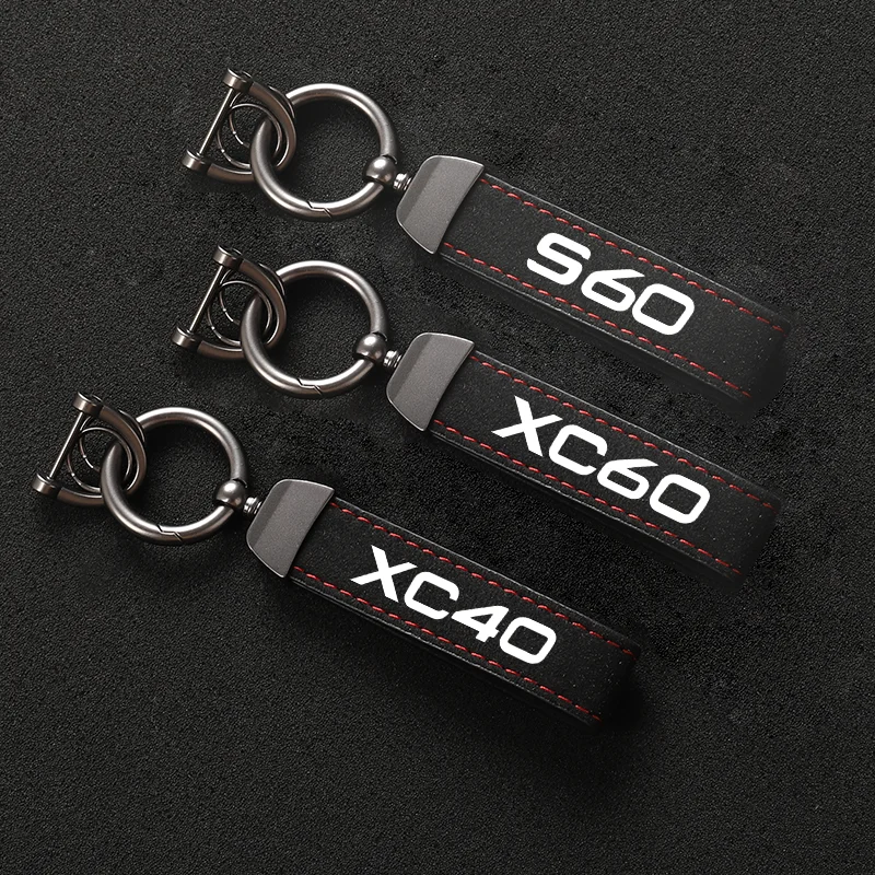 Suede-Keychain-Sport-Car-Key-Ring-Custom-Gift-With-Logo-For-Volvo-Xc40 ...