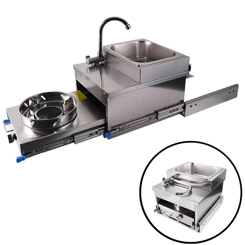 RV Sink Pull-out Design with One Burner Gas Stove 304 Stainless Steel ...