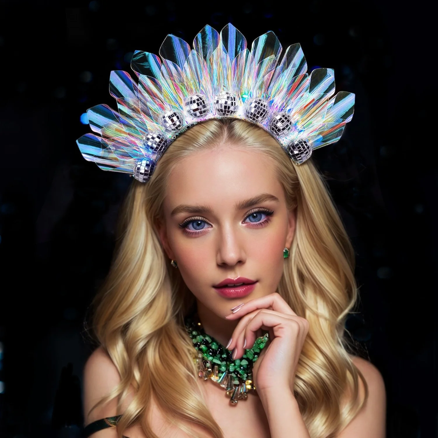 LED-Glow-Disco-Ball-Laser-Headband-Goddess-of-Liberty-Light-Up-Crown ...