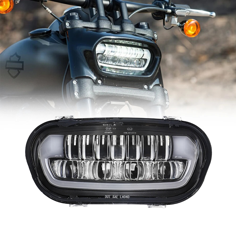 9.8" Led Hi Low Beam DRL Motorcycle Headlight For Harley Fat Bob 2008 ...