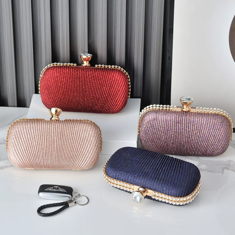 Red Small Bag for Women Diamond Border Dtripe Purse Evening Cluth Bags ...
