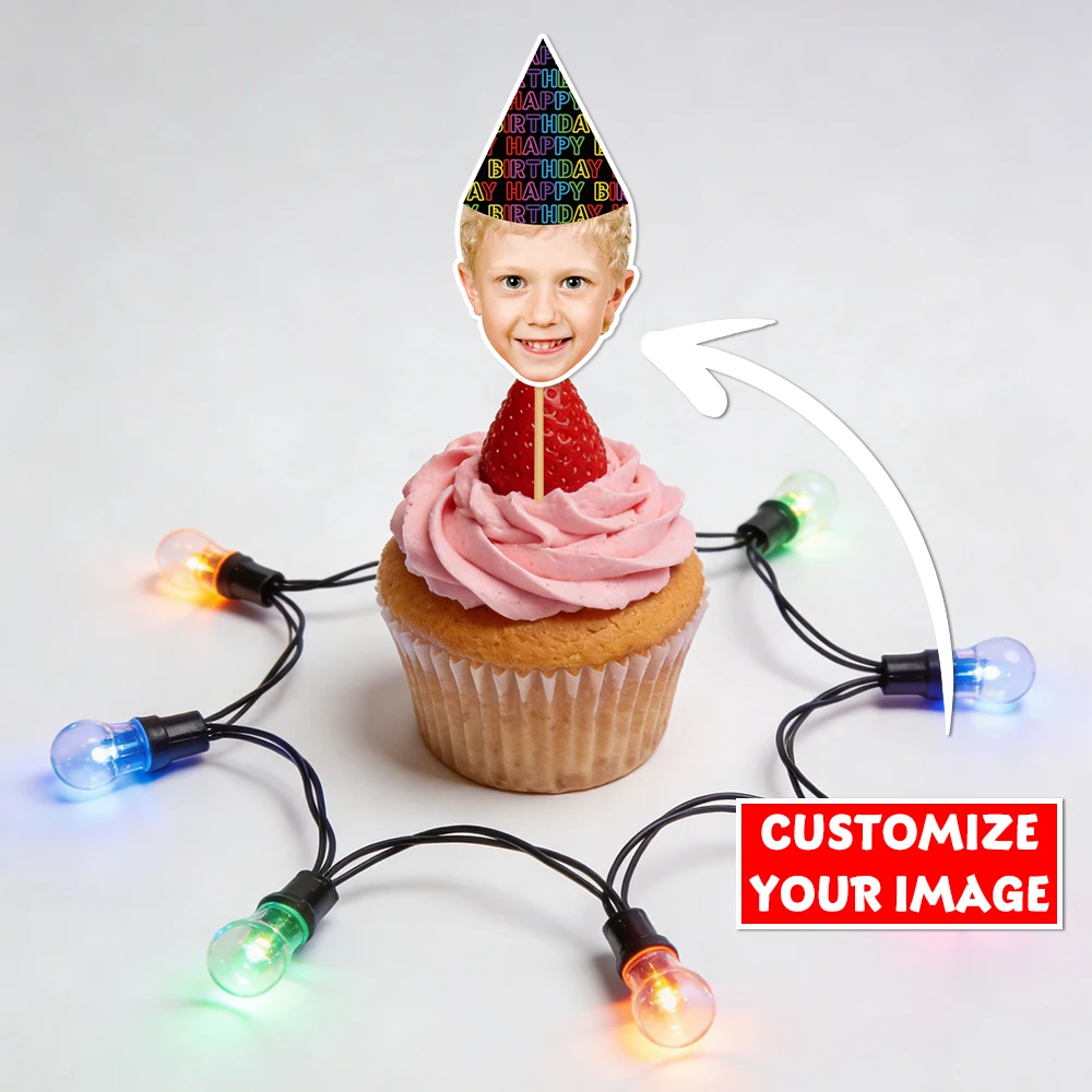 6/12pcs Custom Happy Birthday Face Photo Cupcake Toppers for Kids Happy ...