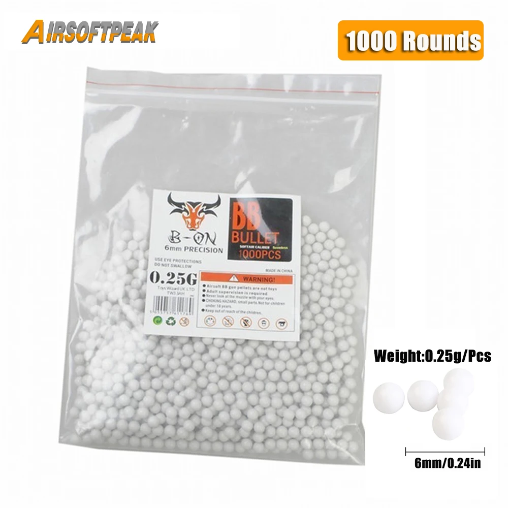 1000 라운드 Airsoft BB 공 Paintballs 6mm BB Strikeball 0.25g BB 총알 CS 전쟁 게임 ...