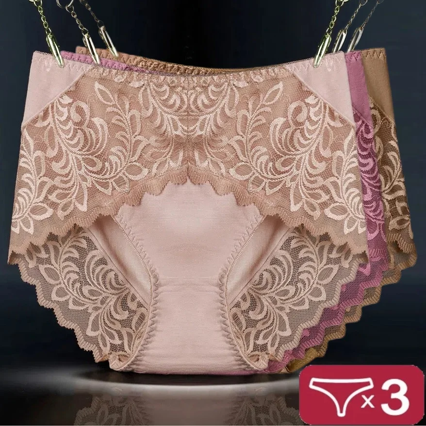 Bragas sexys de encaje para mujer, ropa interior de cintura media, sin ...