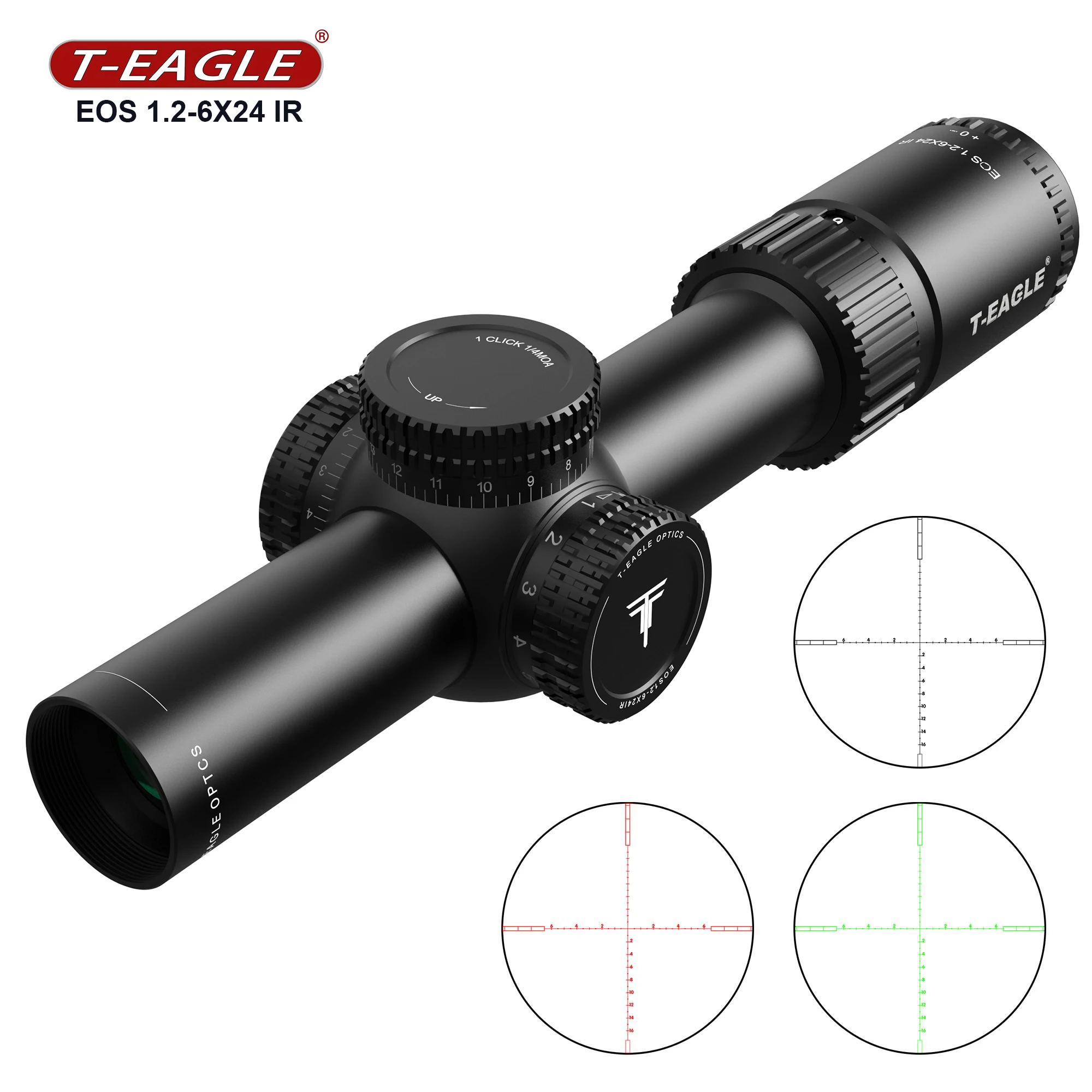 T-EAGLE-Compact-Scope-EOS-1-2-6X24-IR-Hunting-Riflescopes-Turret-Reset ...