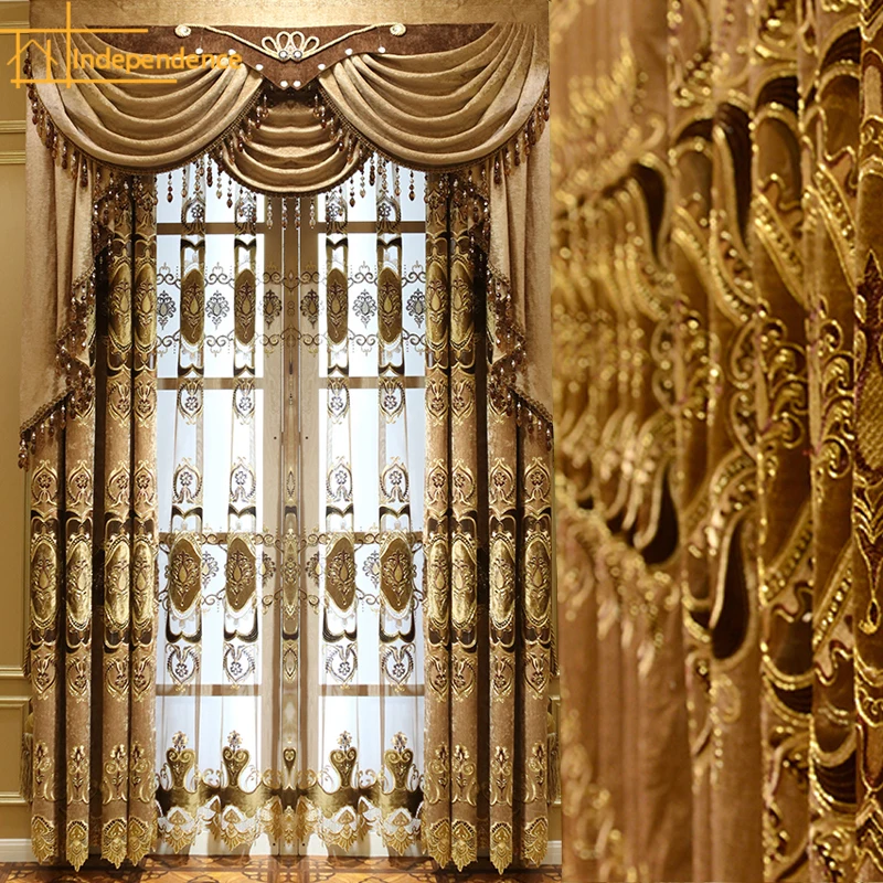 European-Style-Embroidered-Luxury-Palace-Curtains-Luxury-Thick-Chenille ...