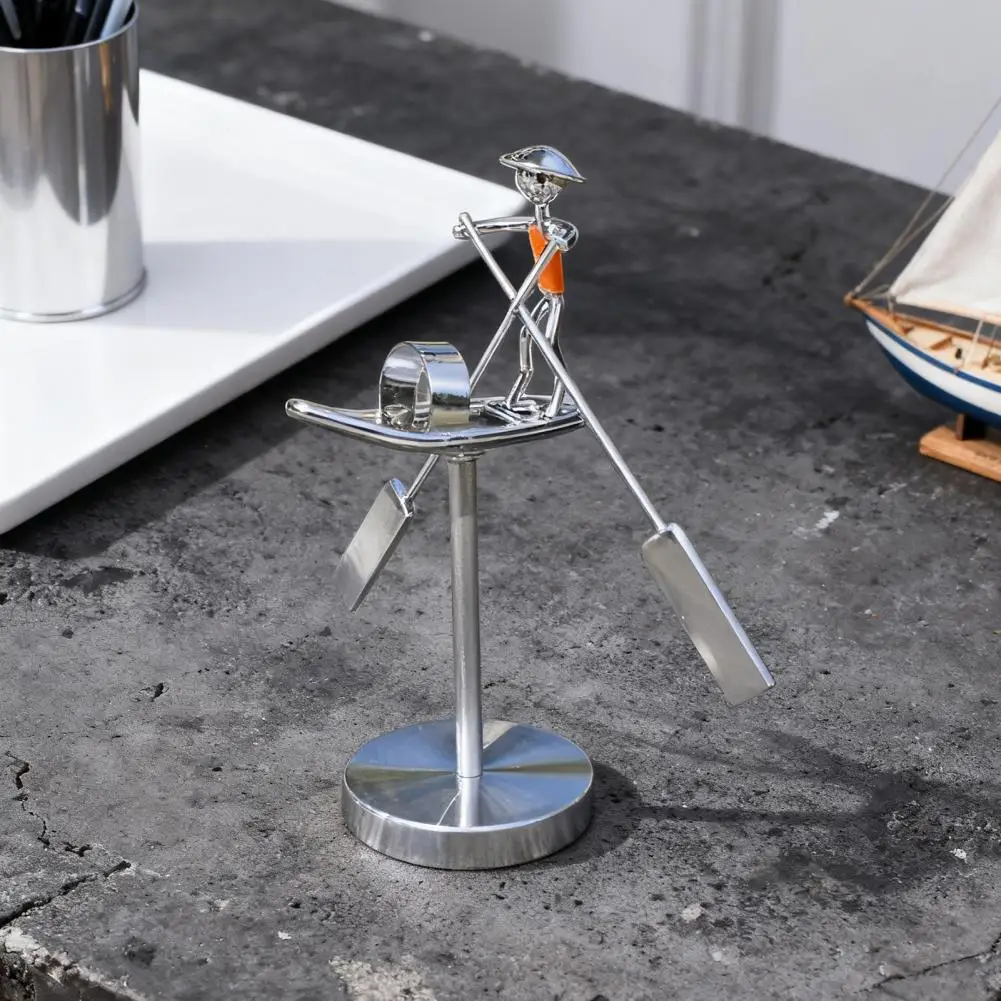 Fisherman Balance Art Figurine Swinging Kinetic Ornament Office Desk ...