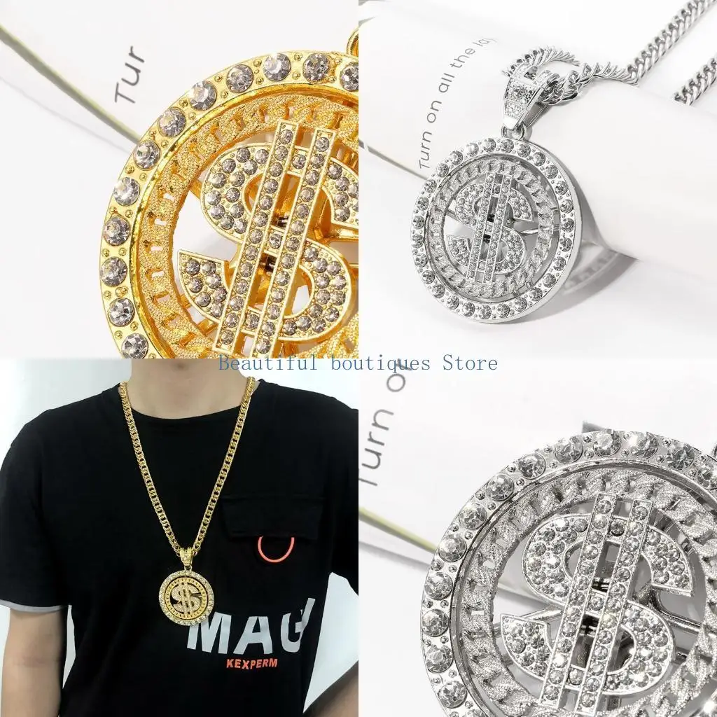 U4LF Gold/Silver Plated Chain for Men for w/ Dollar Sign Pendant ...