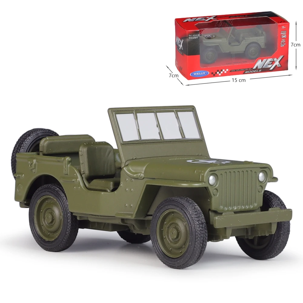 1/36 Willys MB Jeep Toy Car Model Welly Diecast Metal Miniature Pull ...
