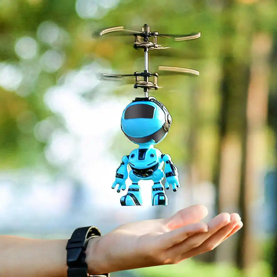 Creative Mini Induction Flying Robot Helicopter Drone USB Charging ...