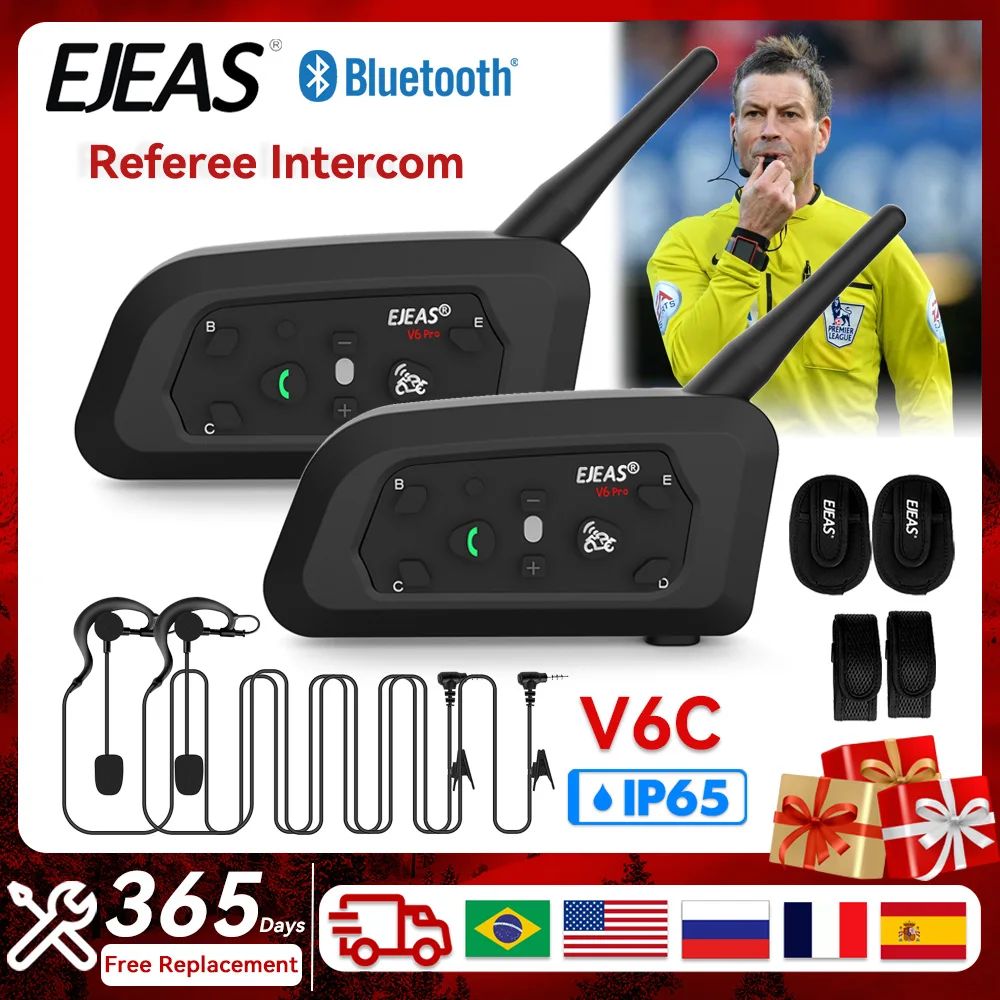 EJEAS V6C PRO Referee Intercom Headset Motorcycle Bluetooth Helmet ...