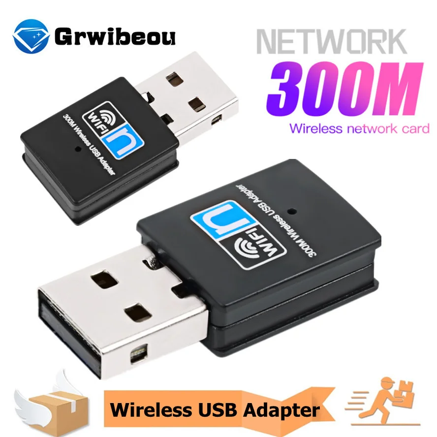 300Mbps USB Wifi Adapter Wireless Network Card 2.4GHz Dongle Adapter ...