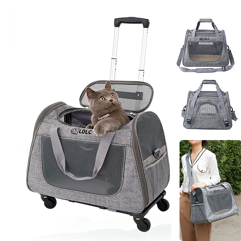 Outing-Portable-Breathable-Puppy-Carrier-Pull-Rod-Box-Pet-Trolley-Case ...