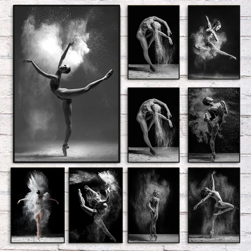 Black-and-White-Poster-Ballet-Dancer-Canvas-Painting-Elegant-Ballet ...