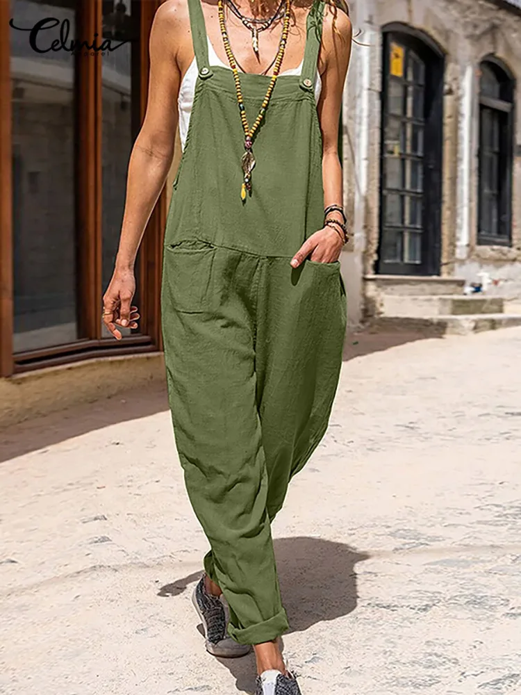 Casual Jumpsuit Pockets | Jumpsuit Cotton Women Spring | Celmia ...