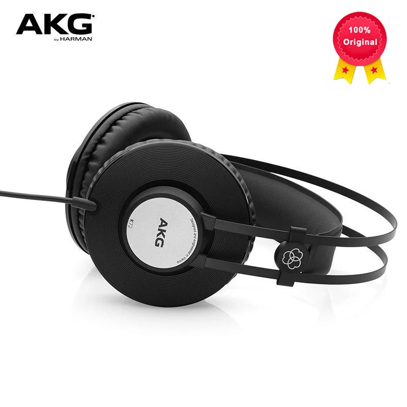 100% 오리지널 AKG K72 헤드폰, 전문 폐쇄 모니터링 녹음, 발열 피델리티 헤드셋, 스튜디오 HD 귀마개 이어폰