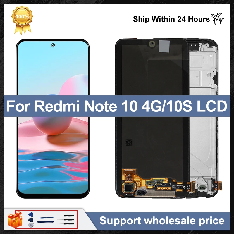 레드미 노트 10 용 AMOLED LCD, 4G 디스플레이 터치 스크린, 샤오미 M2101K7AG 레드미 노트 10S LCD ...