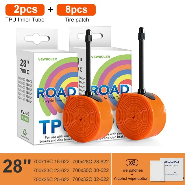 NEWBOLER Ultralight Bike Inner Tube 700 18/32C Road MTB Bicycle TPU Tire 700C 45/65/85mm Length ...