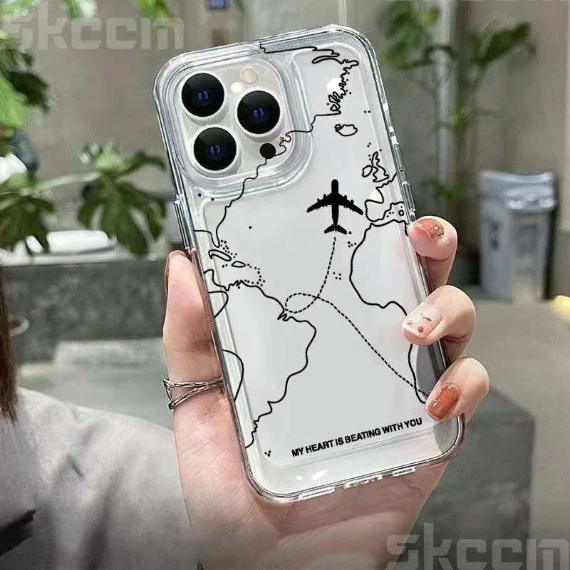 Travel-Inspired Airplane Route Design Clear Phone Case - Shockproof ...