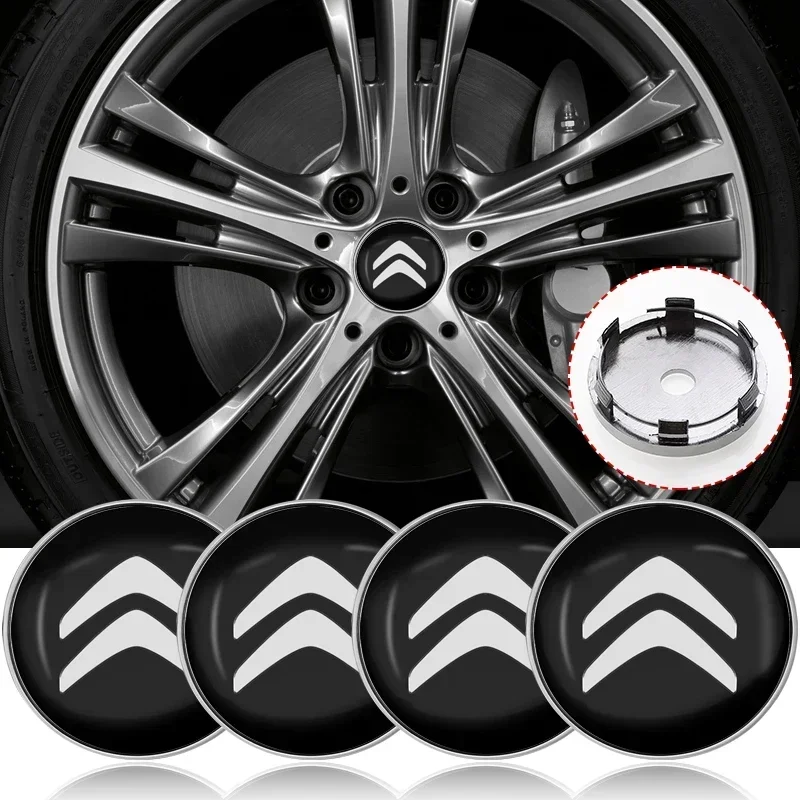 4pcs 60mm Car Wheel Center Hub Cap Rim Cover Emblem Sticker For Citroen ...