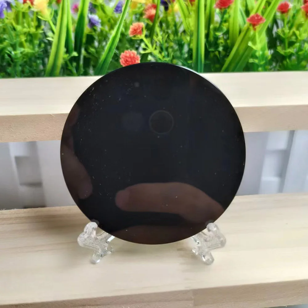 6CM-Polished-Black-Obsidian-Scrying-Mirror-Smoking-Mirrors-with-Stand ...