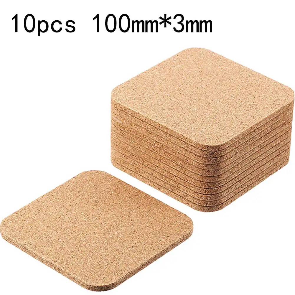 10-Pcs-100-X-100-X-3mm-Cork-Mat-Coasters-Round-Square-Cork-Mat-Self ...
